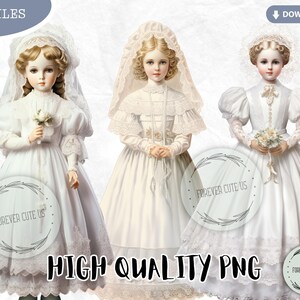 Vintage First Communion Doll Clipart Bundle, Little Girl, Confirmation ...