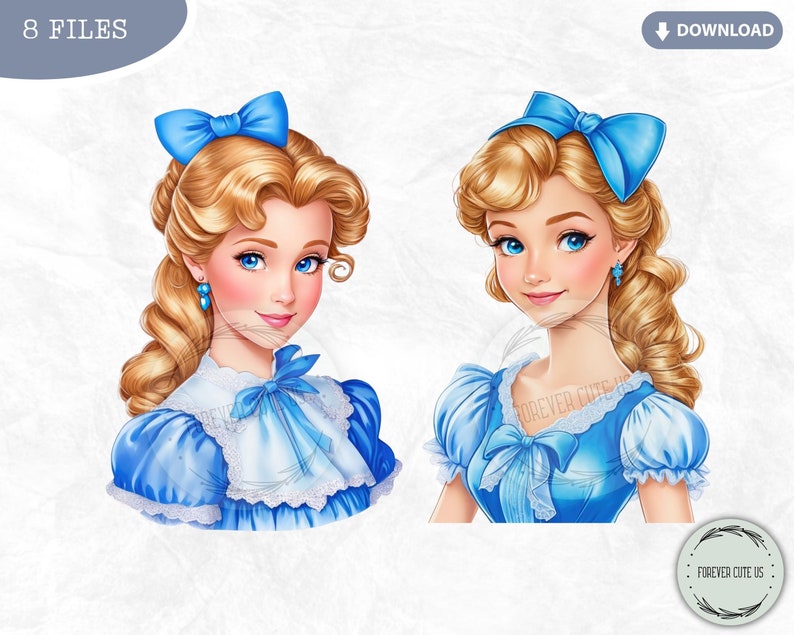 Blue Princess Clipart Fairytale Story Book Princess Dreamy - Etsy