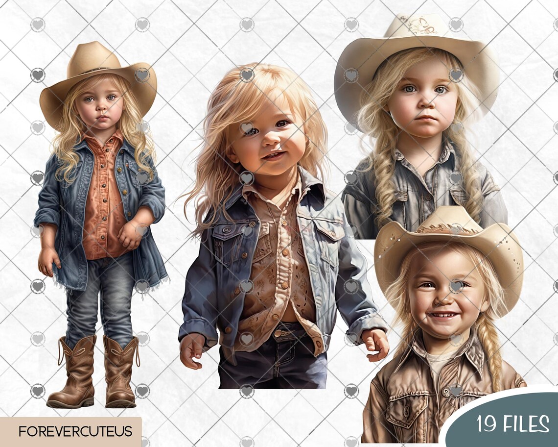 Little Cowgirl Clipart Bundle Cowboy Girl Clipart Watercolor - Etsy