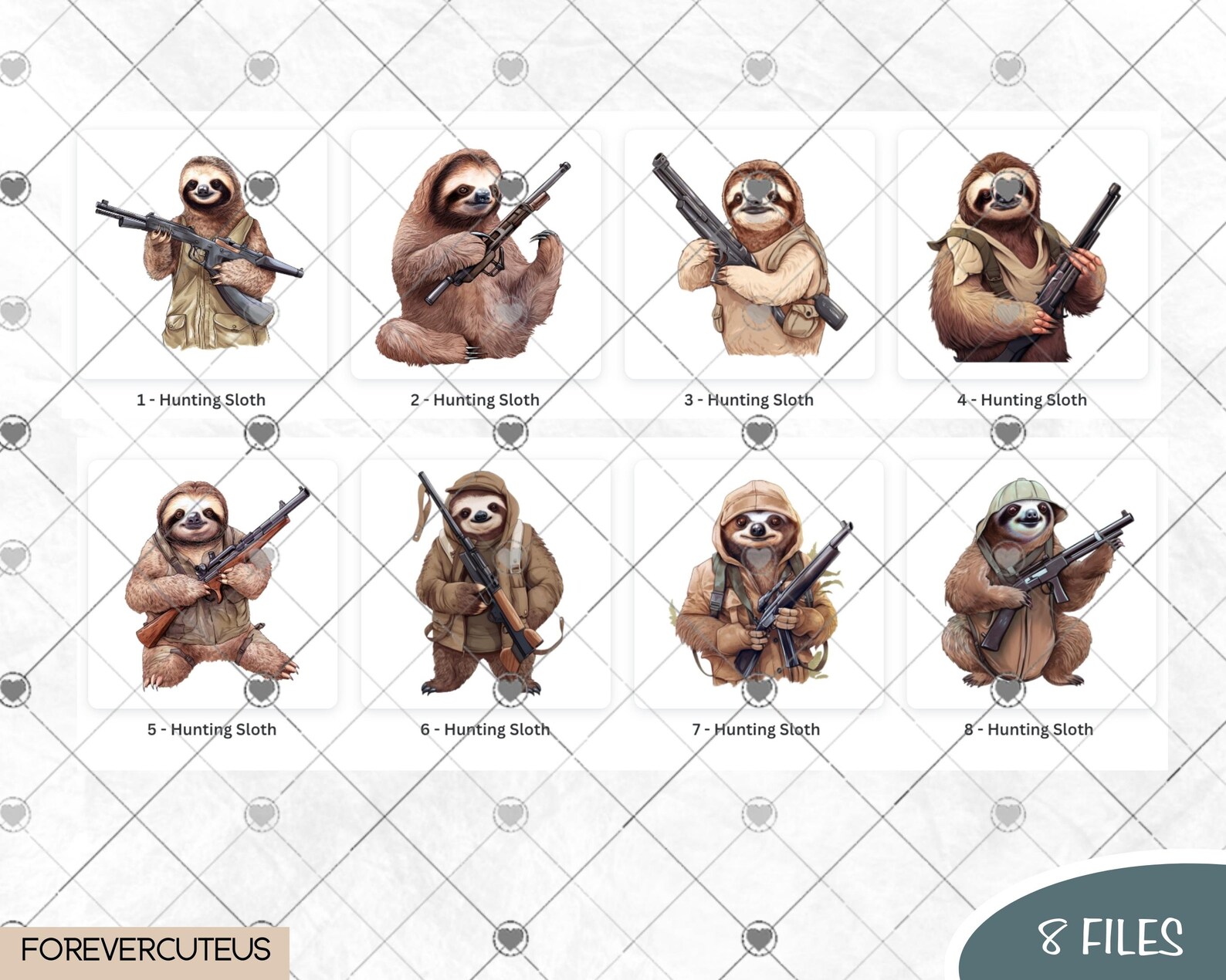 Hunting Sloth Clipart, Cute Sloth Png, Hunting Dad Clipart, Funny Dad ...