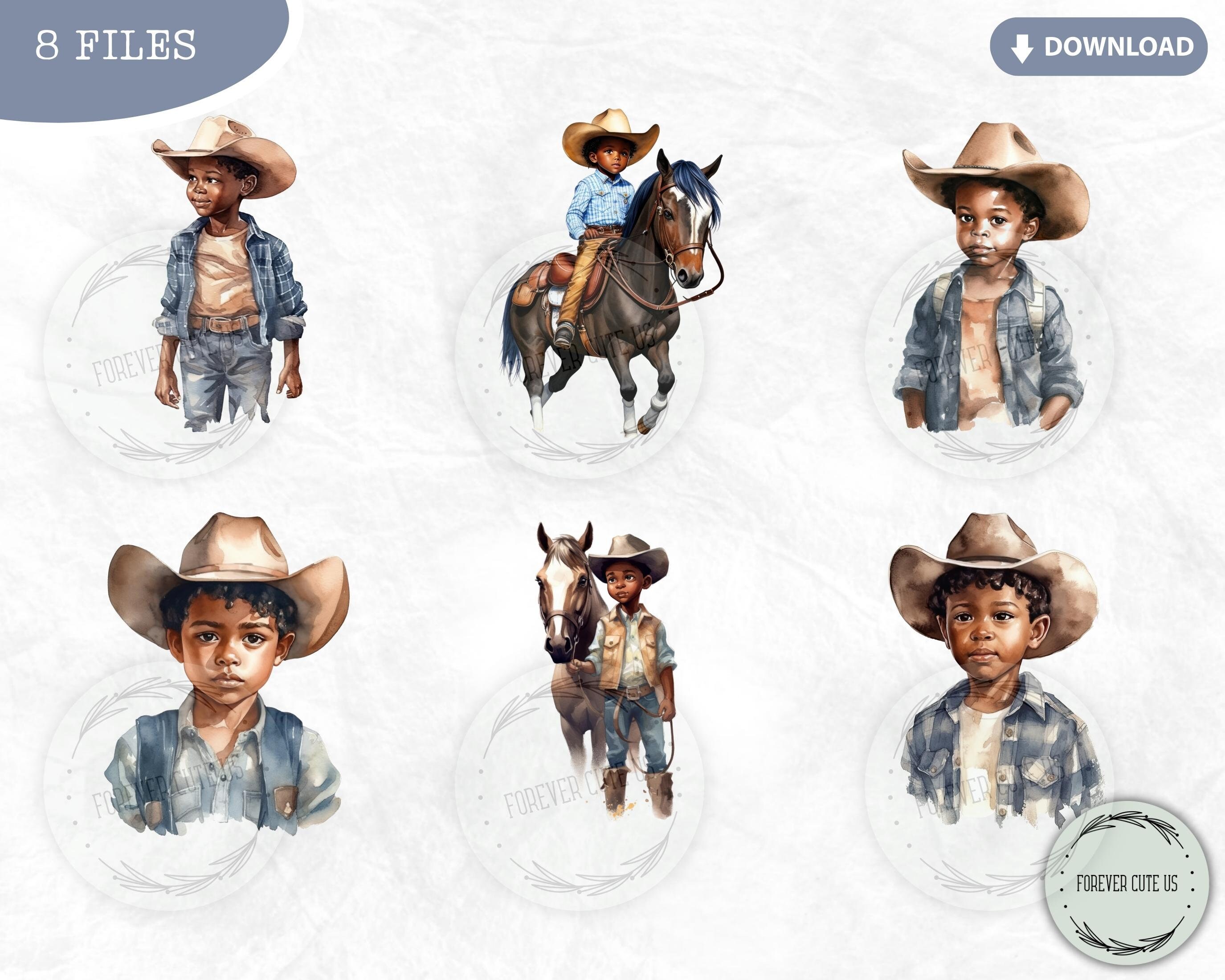 Western Lil Cowboy Clipart Bundle, Baby Cowboy Clipart, Watercolor ...