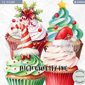 Christmas Cupcake Clipart Bundle, Candyland, Winter, Holidays, Festive ...