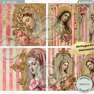 Mary's Pink Miracle Journal Collage Sheet, Mother Mary, Virgin Mary ...