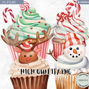 Christmas Cupcake Clipart Bundle, Candyland, Winter, Holidays, Festive ...