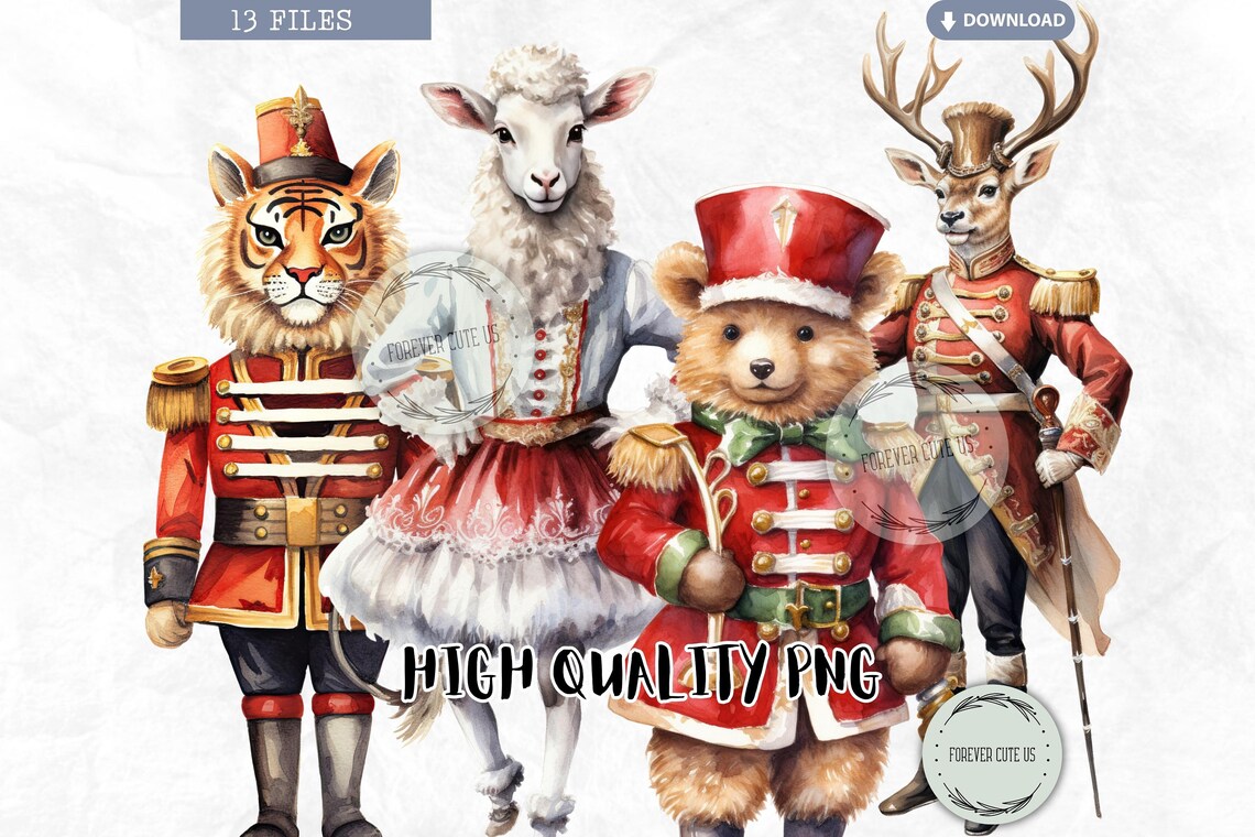 Christmas Animal Nutcracker Clipart Set, Christmas, Winter, Holidays ...