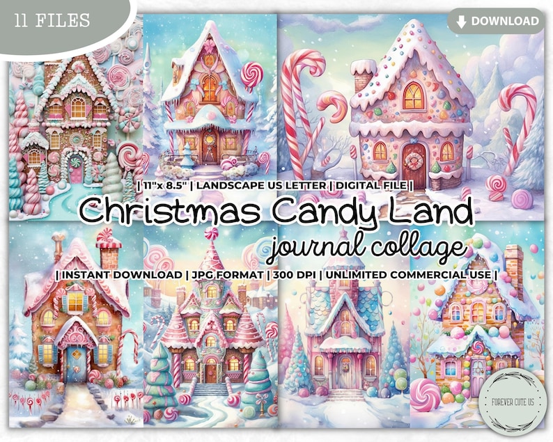 Christmas Candy Land Junk Journal Collage Sheet Gingerbread - Etsy