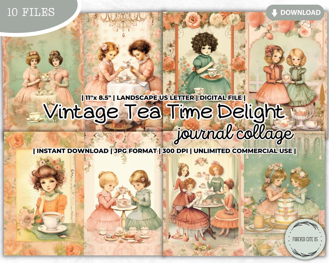 Vintage Tea Party Junk Journal Collage Sheet (digital Papers) - Etsy