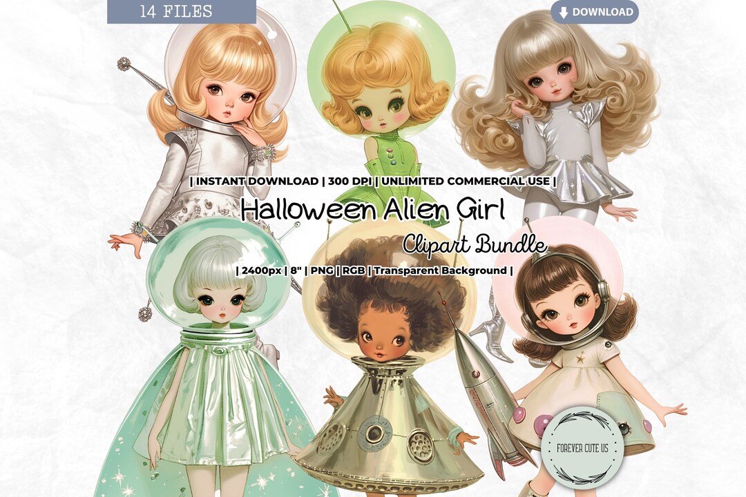 Halloween Alien Girl Clipart, Cosmos, Astronaut, Spacecraft, Space, UFO ...