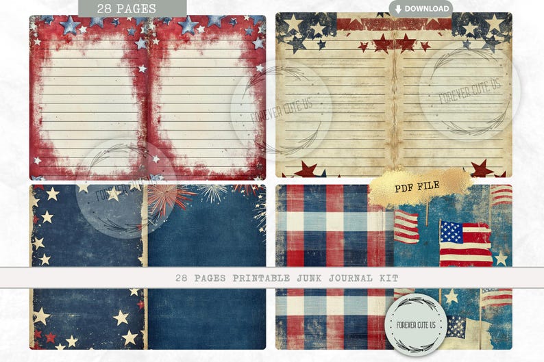 Vintage Americana Junk Journal Kit, Patriotic Ephemera (PDF) - Etsy