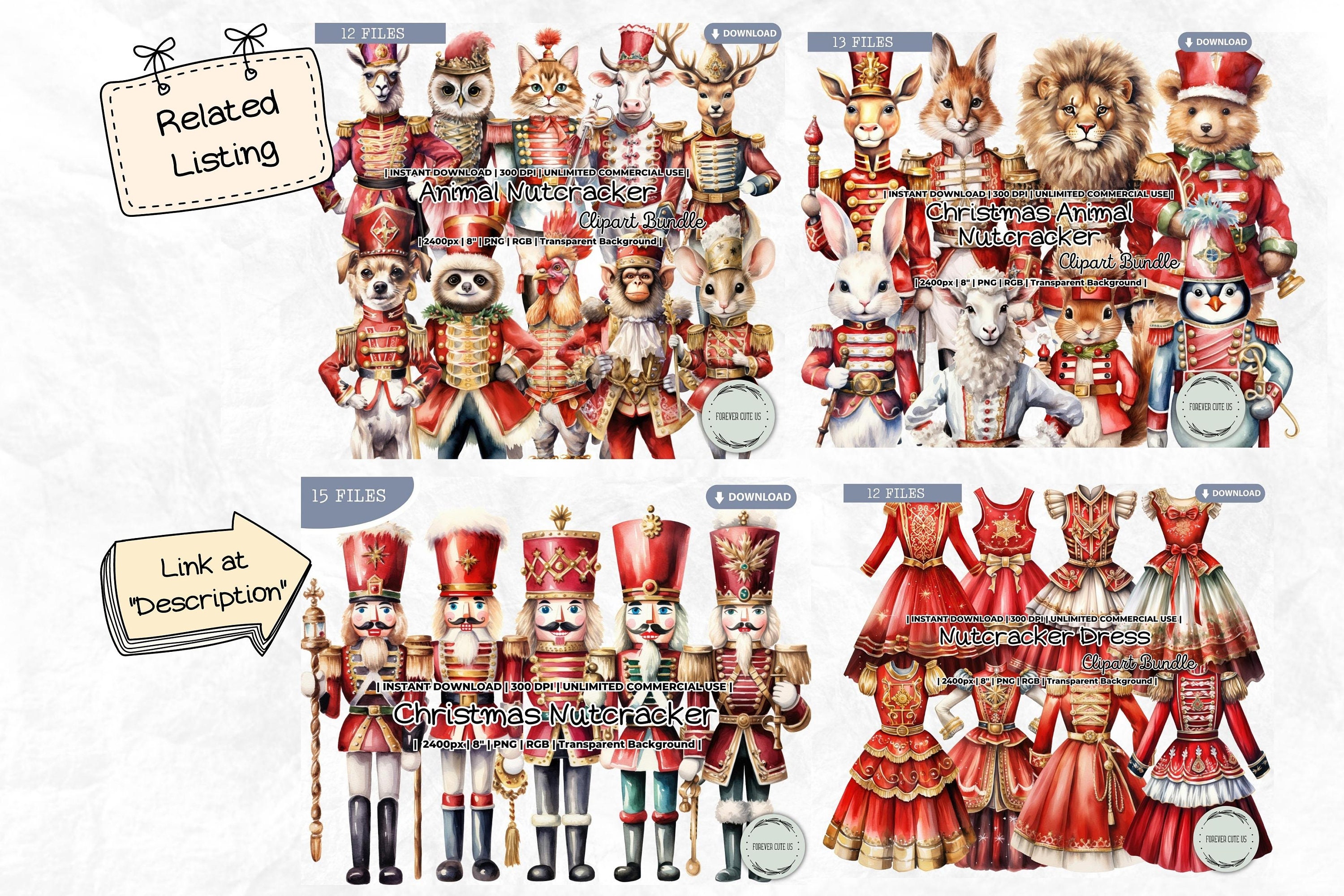 Christmas Animal Nutcracker Clipart Set, Christmas, Winter, Holidays ...