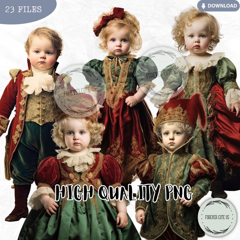 Vintage Rococo Christmas Kids Clipart Bundle Holidays - Etsy