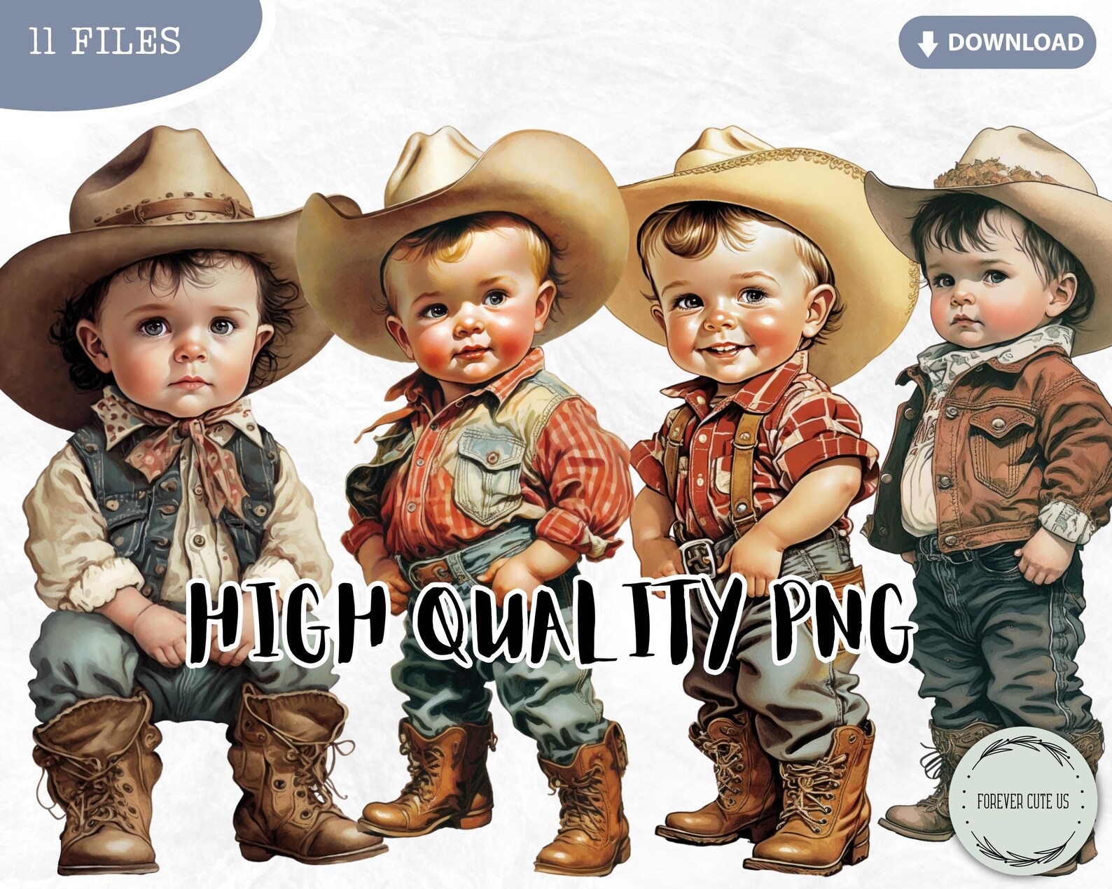 Cute Cowboy Clipart Bundle Baby Cowboy Watercolor Western - Etsy