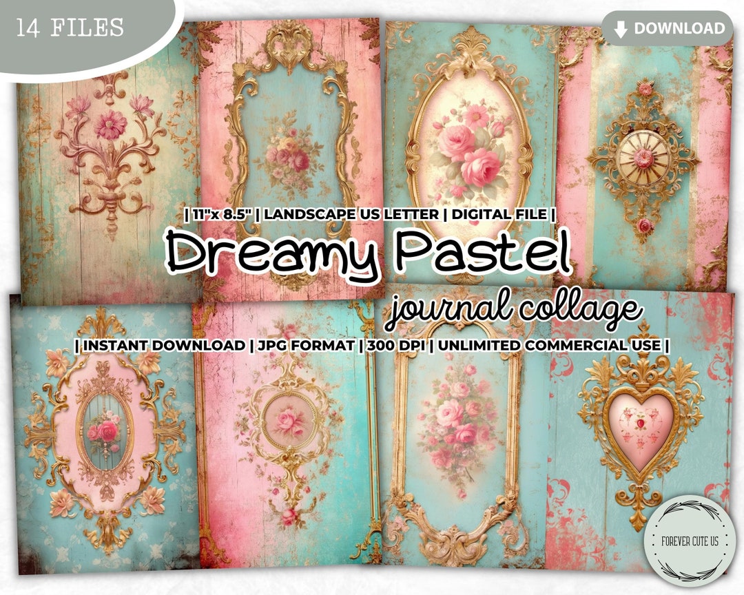 Dreamy Pastel Journal Pages Bundle, Printable Shabby Chic, Shabby Chic ...
