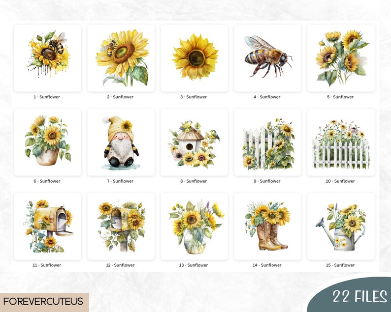 Sunflower Garden Clipart Sunflower Clipart Sunflower PNG - Etsy
