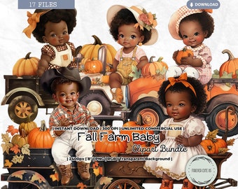 Fall Farm Baby Clipart Bundle, Little Black Boy, Black Girl, Truck ...