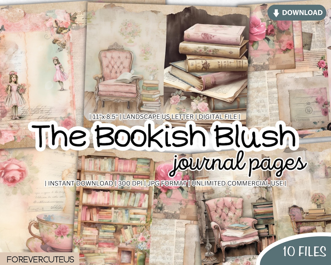 The Bookish Blush Journal Pages Bundle, Printable Shabby Chic, Shabby ...
