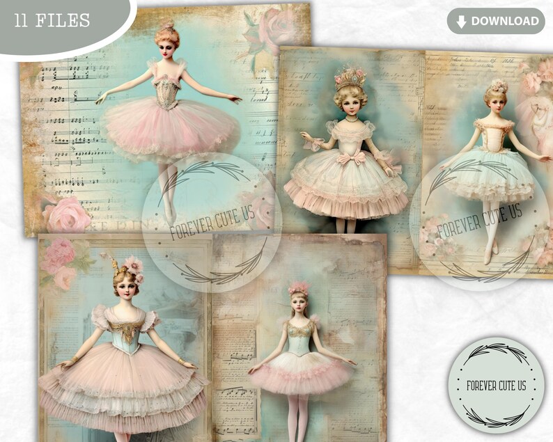 Ballet Doll Junk Journal Collage Sheets, Ballerina, Girl, Dance ...