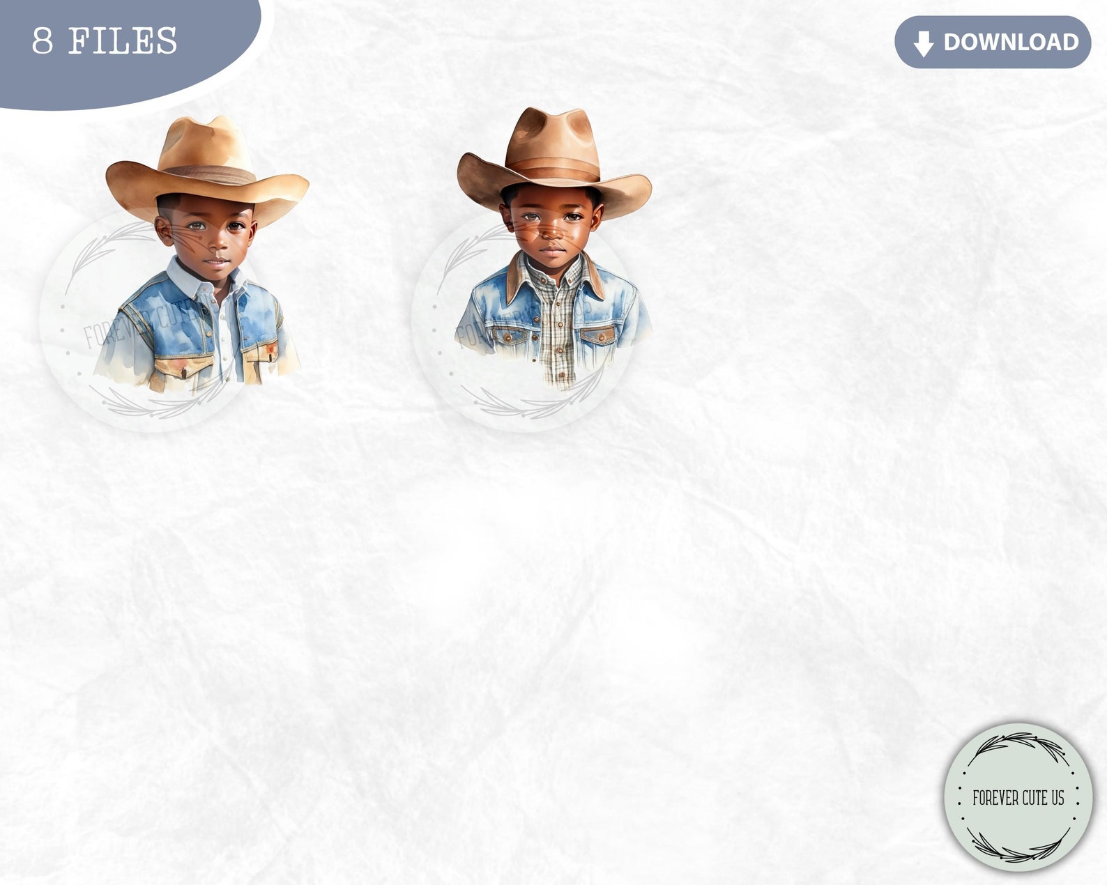 Western Lil Cowboy Clipart Bundle, Baby Cowboy Clipart, Watercolor ...