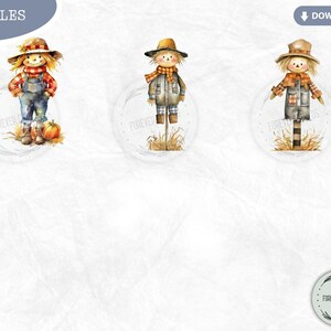 Fall Scarecrow Clipart, Autumn, Harvest, Watercolor, Thanksgiving ...