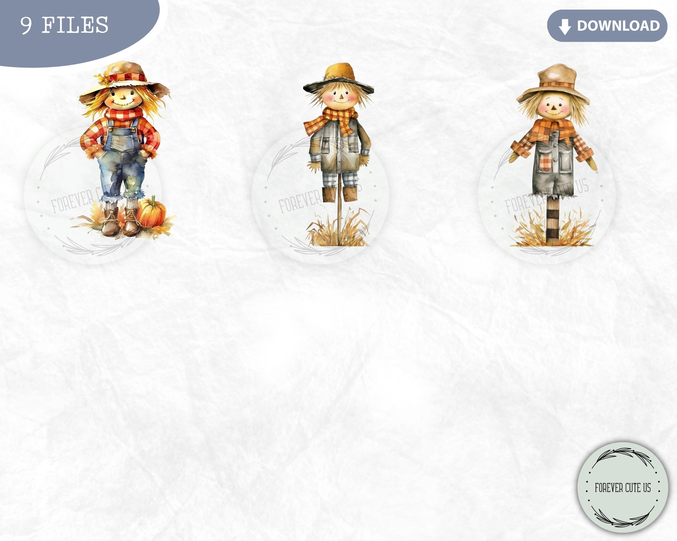 Fall Scarecrow Clipart Autumn Harvest Watercolor - Etsy