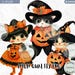 Vintage Halloween Black Cat Clipart, Witch, Pumpkin, Trick or Treat ...