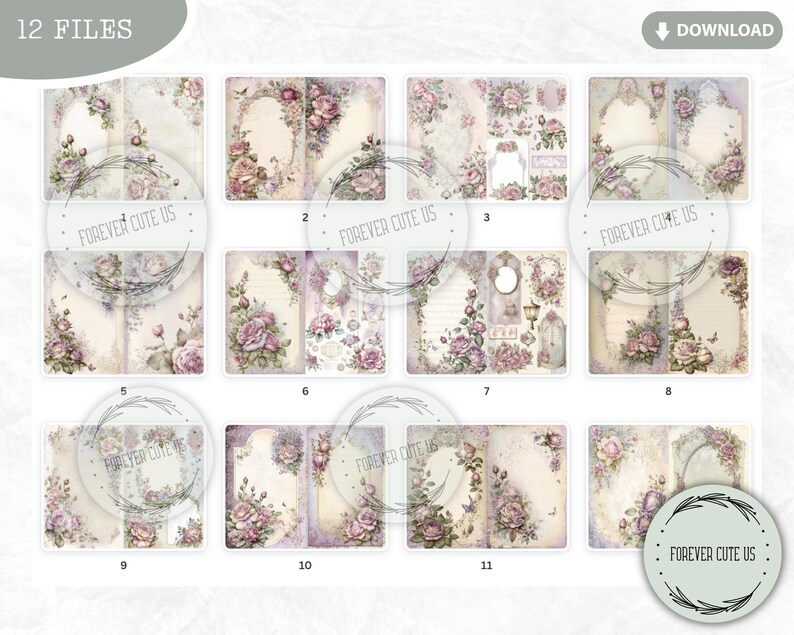 Soft Shabby Junk Journal Collage Sheet Lilac Paper Girly - Etsy