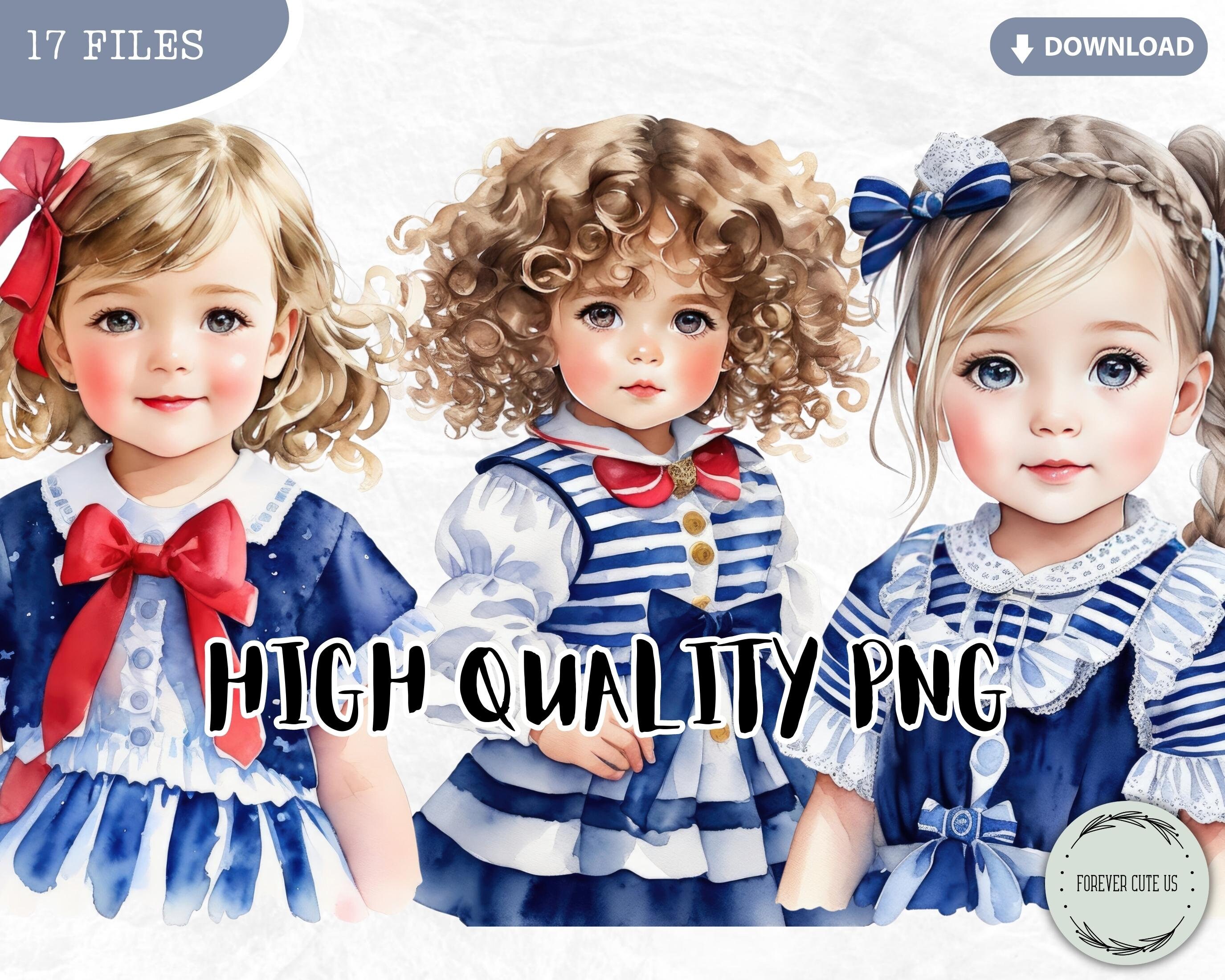 Nautical Little Girl Clipart Bundle Anchor Summer Stripe - Etsy