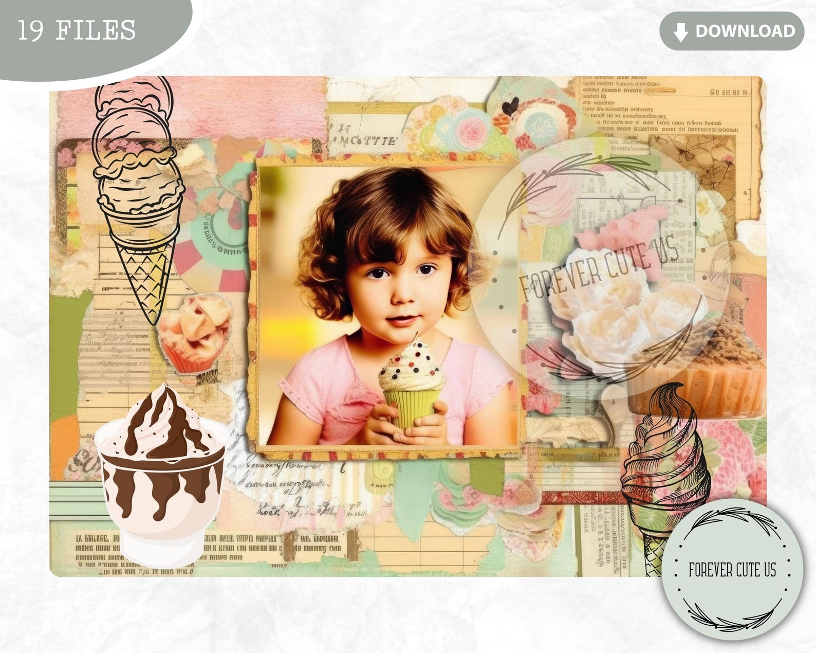 Vintage Summer Ice Cream Junk Journal Collage Sheet Retro - Etsy