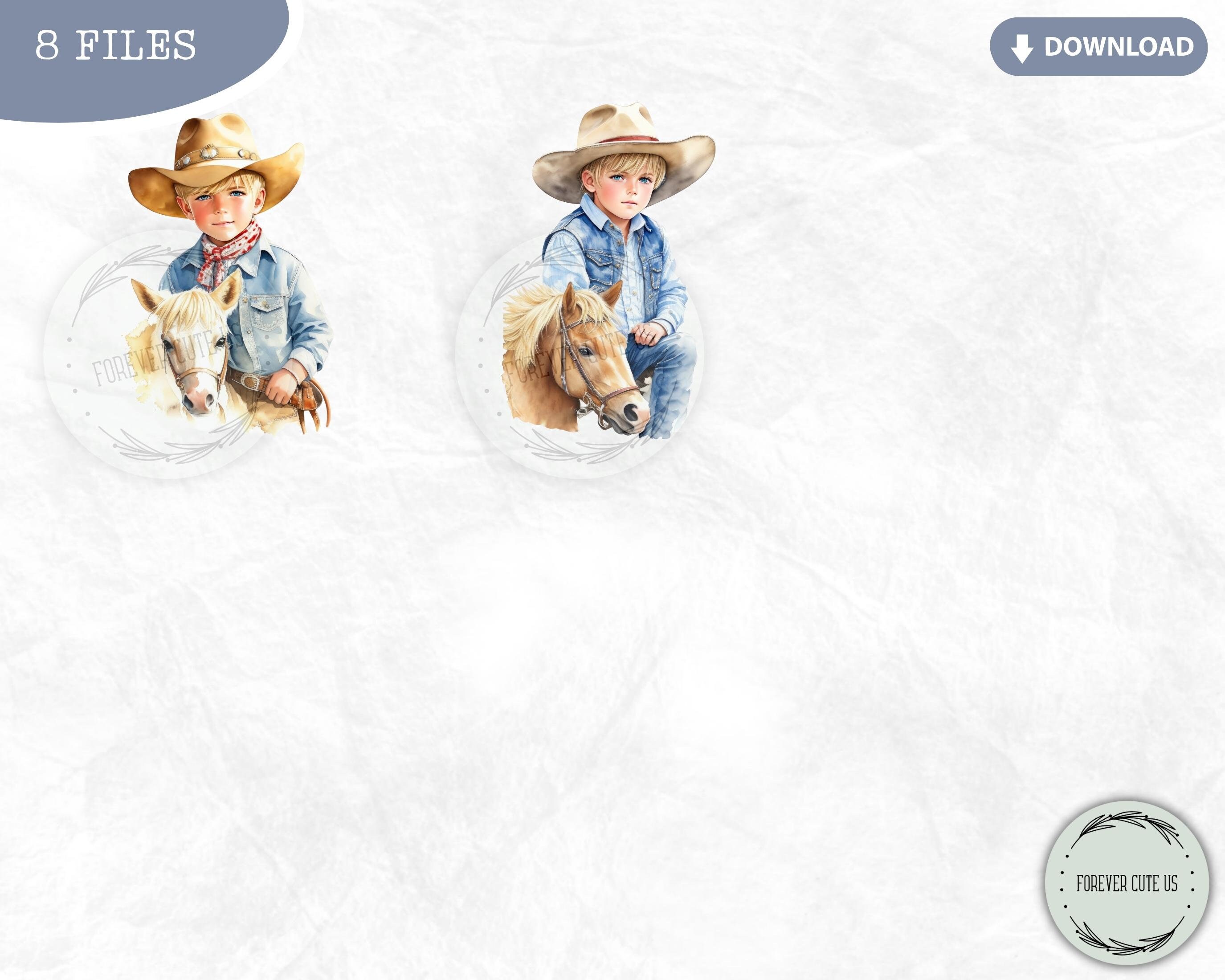 Lil Cowboy Clipart Bundle Baby Cowboy Clipart Watercolor - Etsy