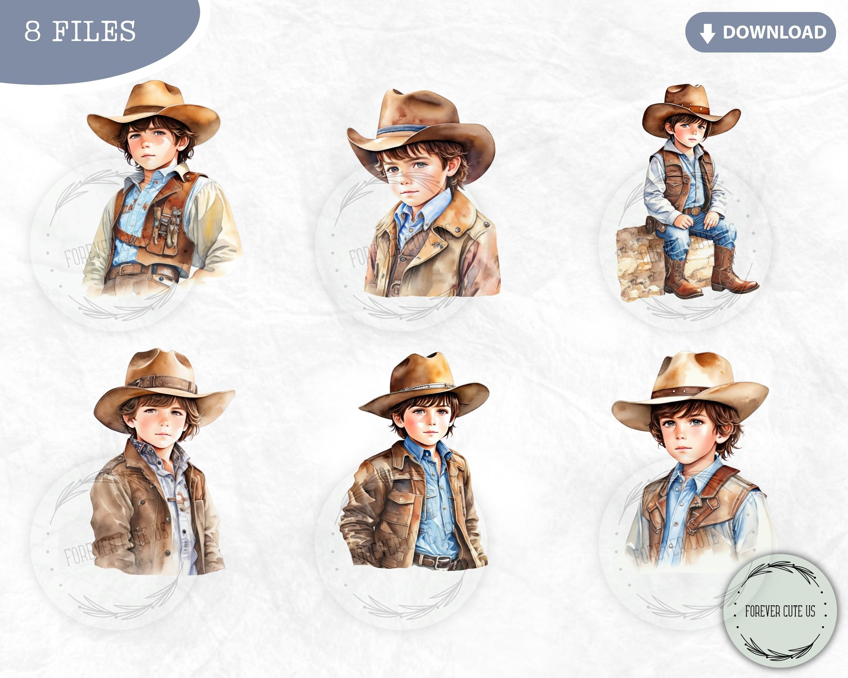 Cute Cowboy Clipart Bundle Baby Cowboy Clipart Watercolor - Etsy