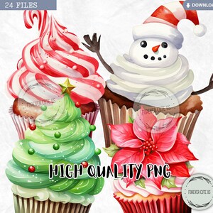 Christmas Cupcake Clipart Bundle, Candyland, Winter, Holidays, Festive ...