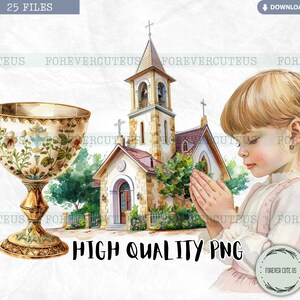 Purity First Communion Clipart Set, Cross, Bible, Prayer, Angel, Easter ...