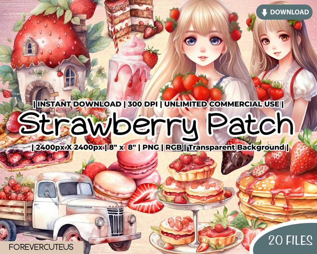 Strawberry Patch Clipart, Strawberry Clip Art, Summer Clipart ...