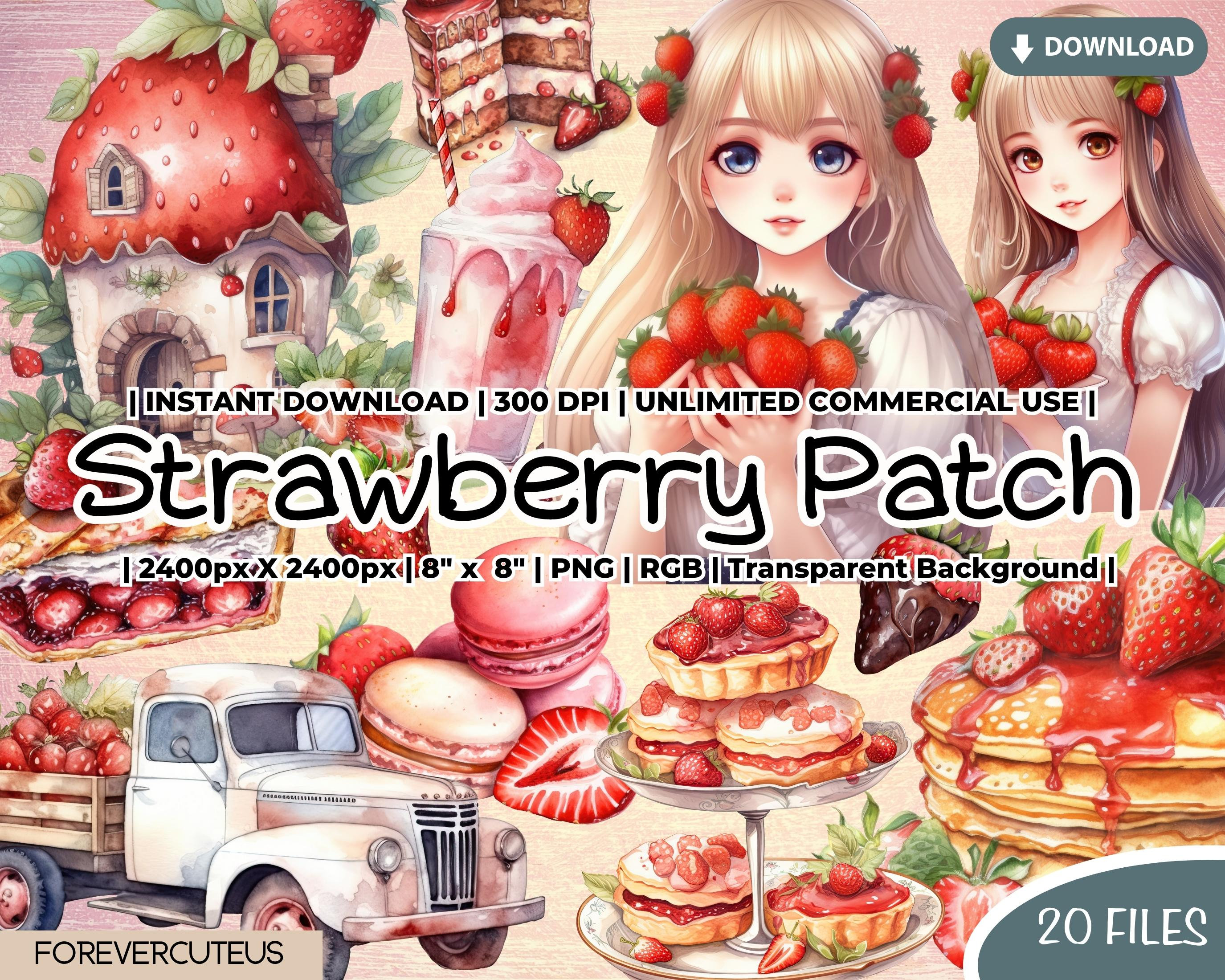 Strawberry Patch Clipart Strawberry Clip Art Summer Clipart - Etsy
