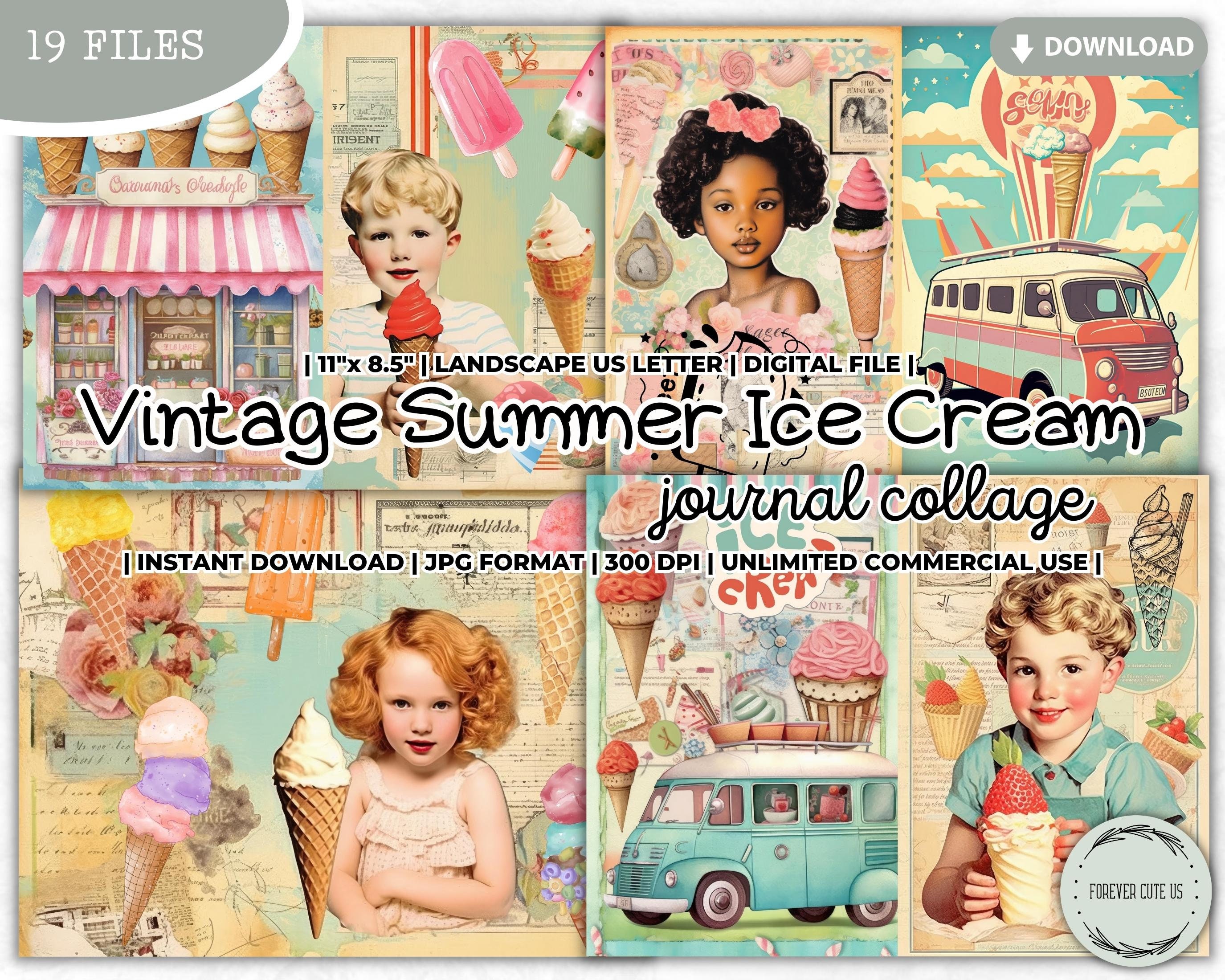 Vintage Summer Ice Cream Junk Journal Collage Sheet Retro - Etsy