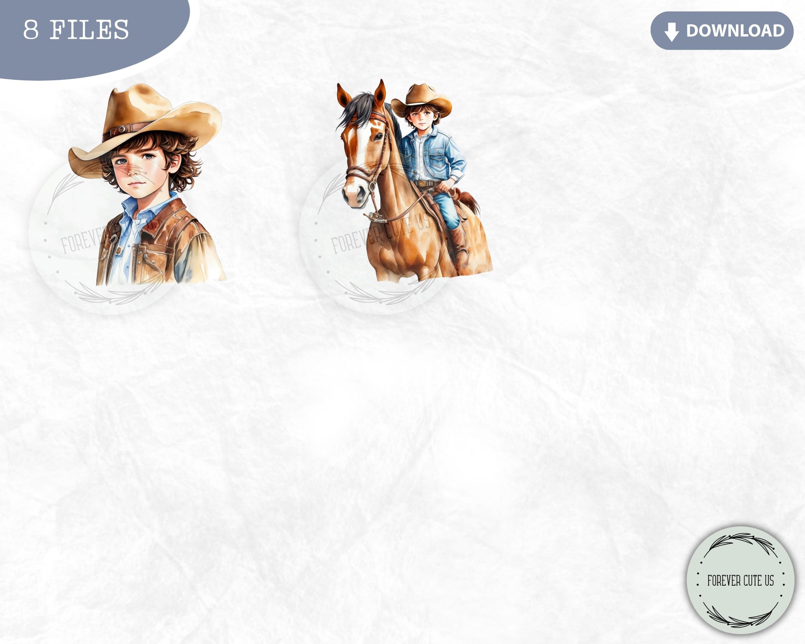 Cute Cowboy Clipart Bundle Baby Cowboy Clipart Watercolor - Etsy