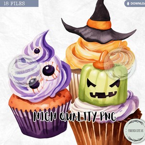 Halloween Cupcake Clipart Set, Witch, Spooky, Spider, Bat, Ghost, Mummy ...