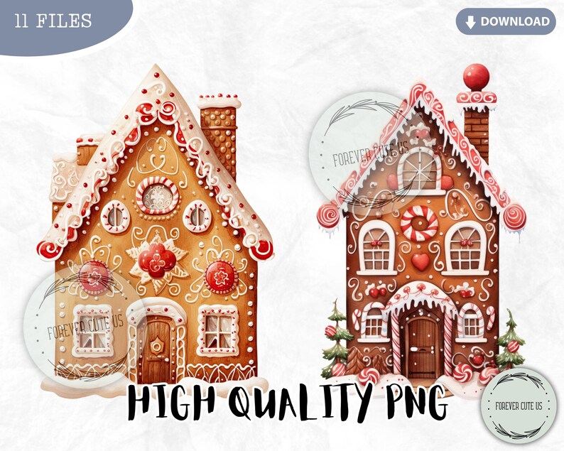 Cute Christmas Gingerbread House Clipart Set Candy Cane - Etsy