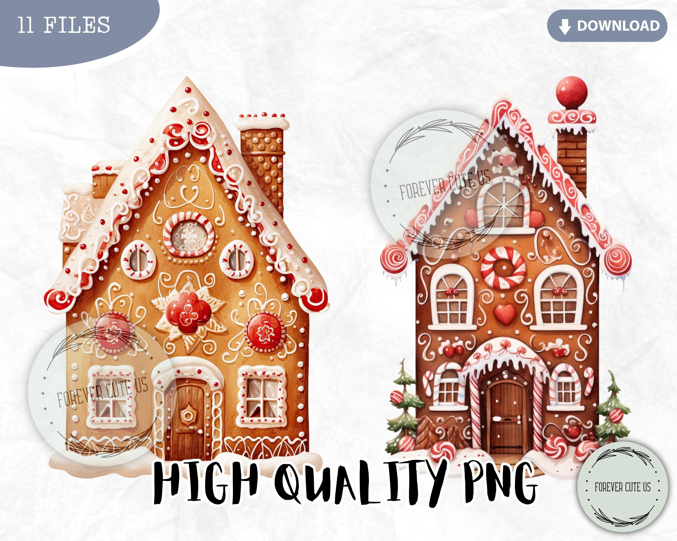 Cute Christmas Gingerbread House Clipart Set, Candy Cane, Peppermint ...
