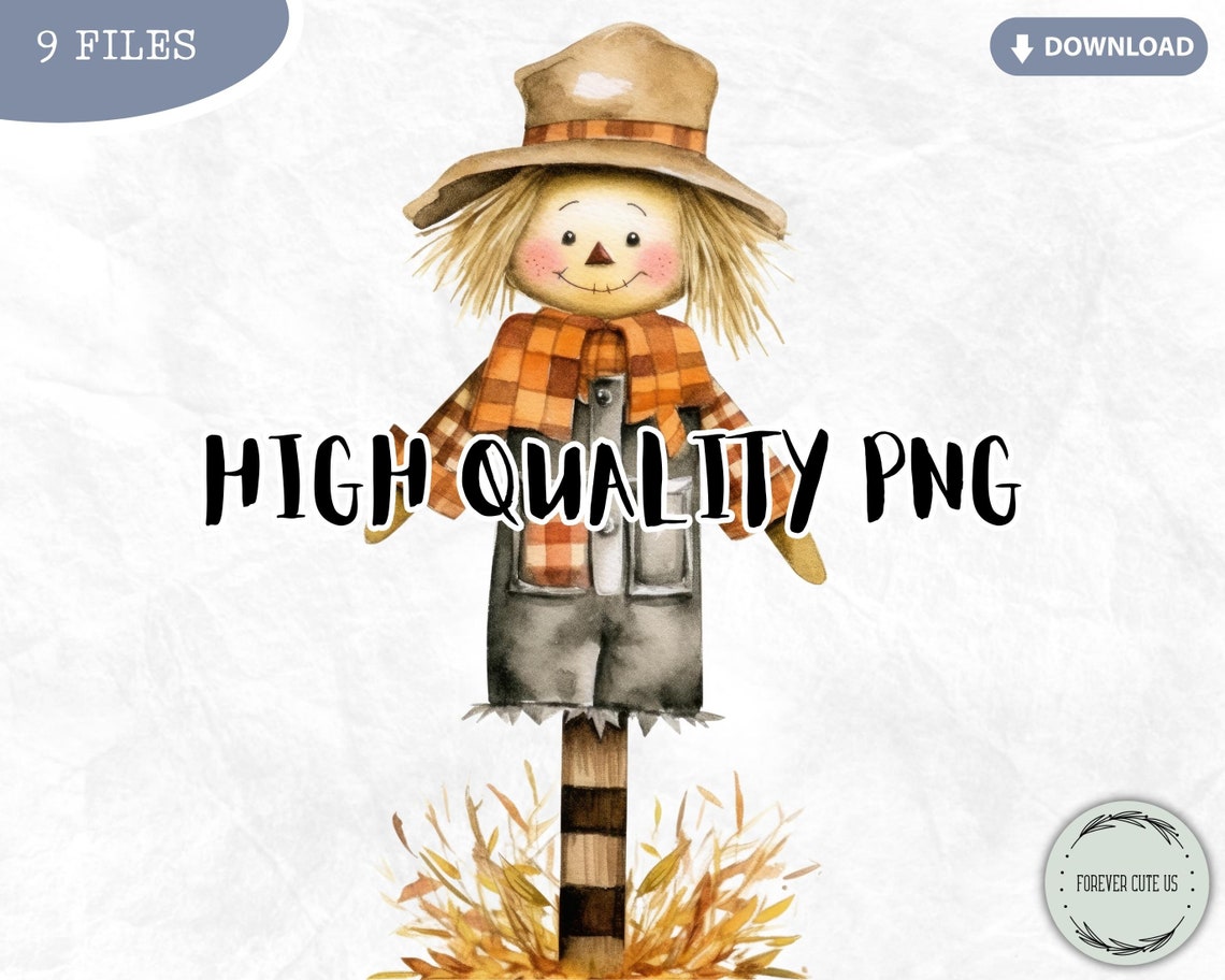 Fall Scarecrow Clipart, Autumn, Harvest, Watercolor, Thanksgiving ...