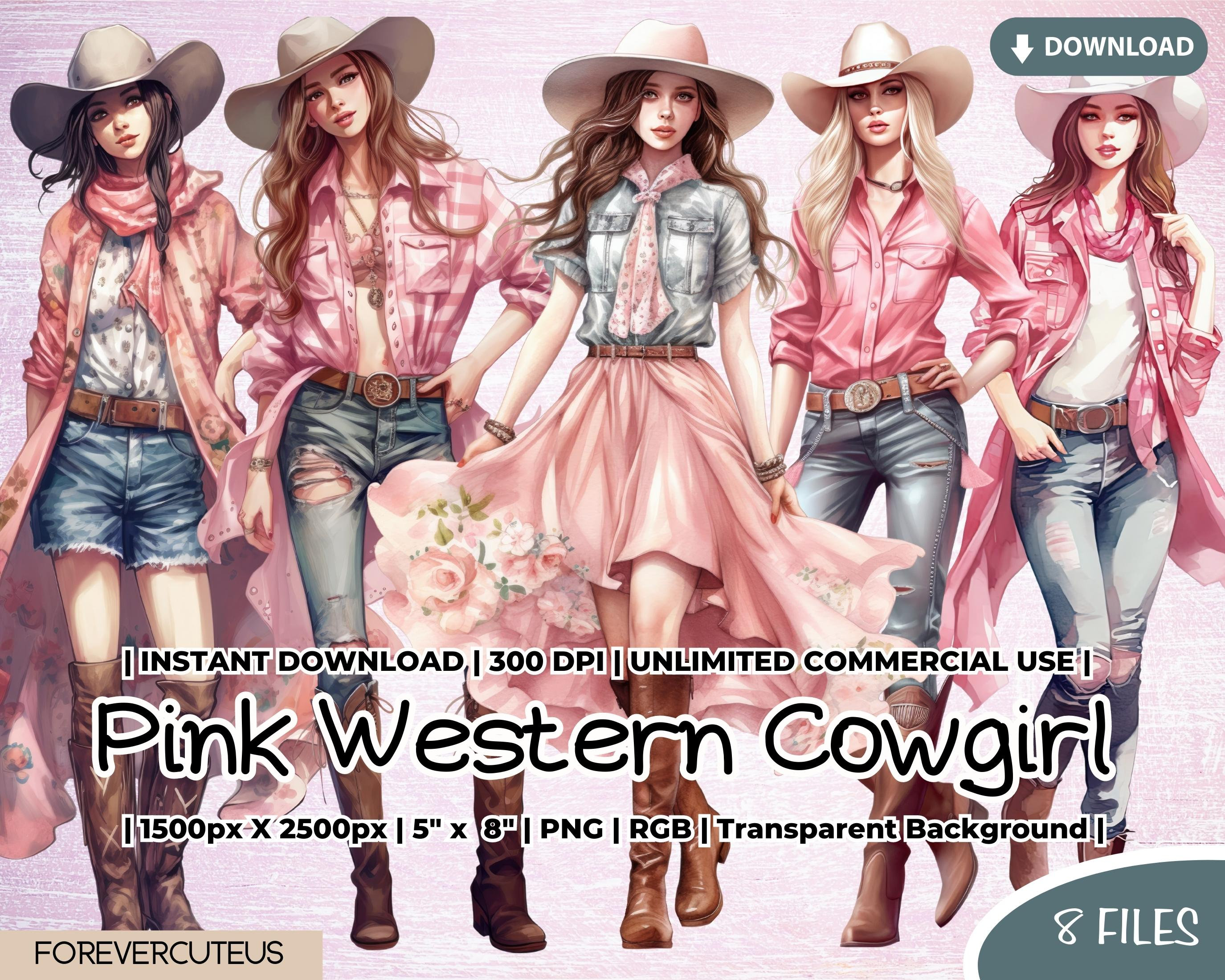 Pink Western Cowgirl Clipart Bundle Cowboy Girl Clipart - Etsy