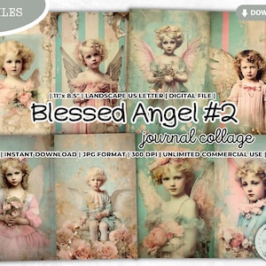Blessed Angel Junk Journal Collage Sheet, Heaven, Catholic, Vintage, Prayer, Gratitude ...