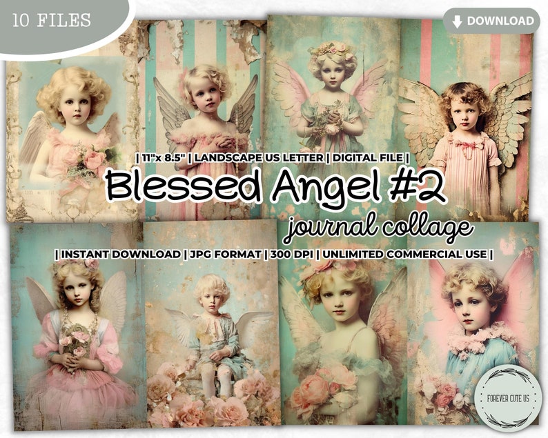Blessed Angel Junk Journal Collage Sheet Heaven Catholic - Etsy