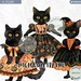 Spooky Halloween Black Cat Clipart Set, Witch, Pumpkin, Fall, Autumn ...