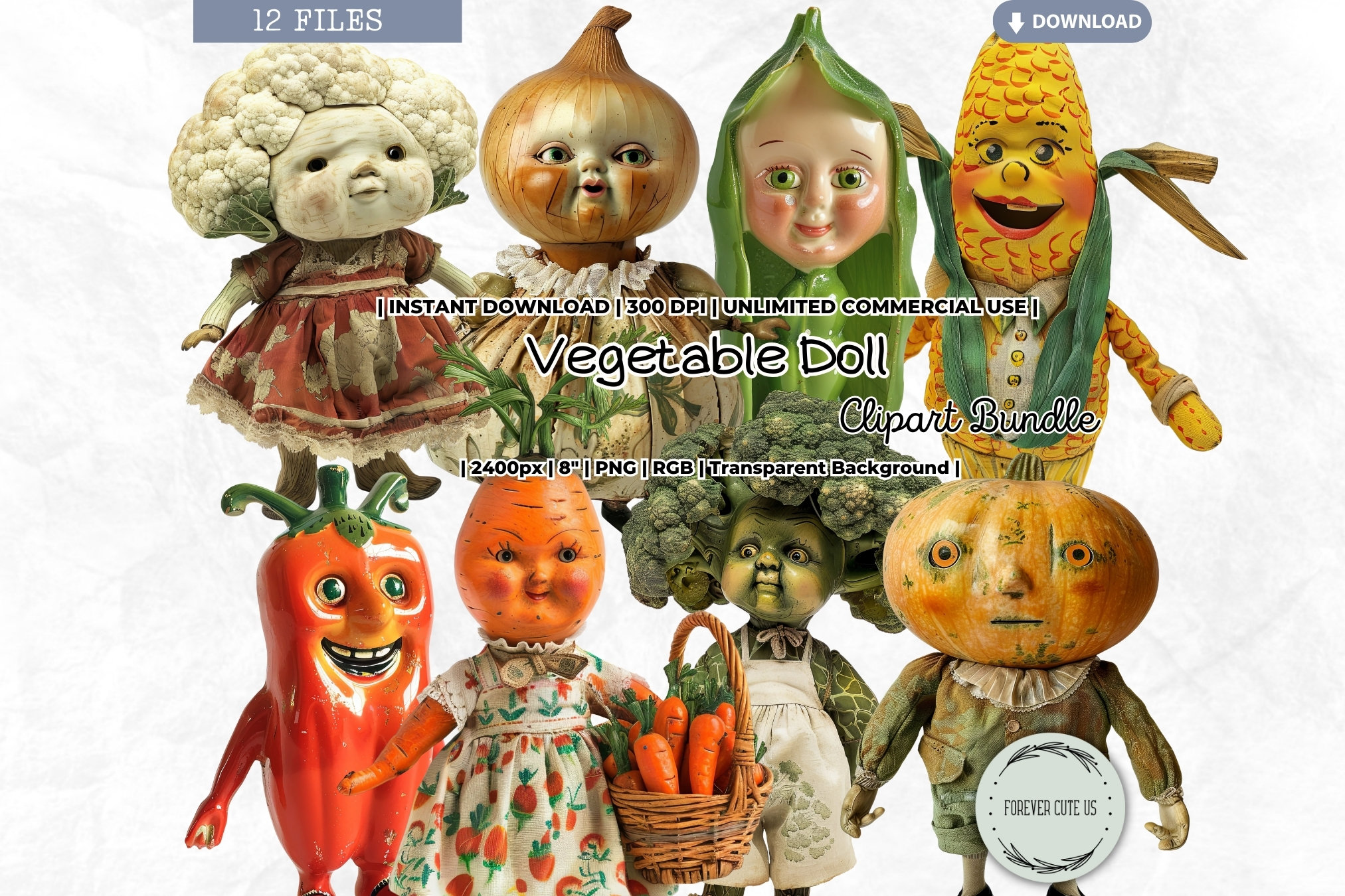 Vegetable Doll Clipart, Retro, Vintage, Kitchen, Food, Veggie, Onion ...