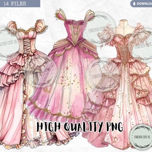 Pink Princess Dress Clipart, Gown, Fairytale, Ball, Prom, Dreamy ...