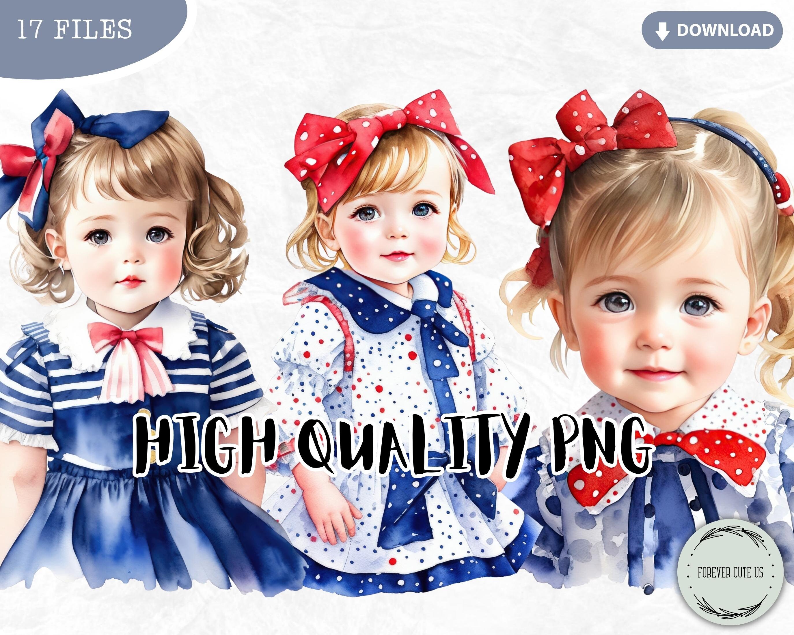 Nautical Little Girl Clipart Bundle Anchor Summer Stripe - Etsy