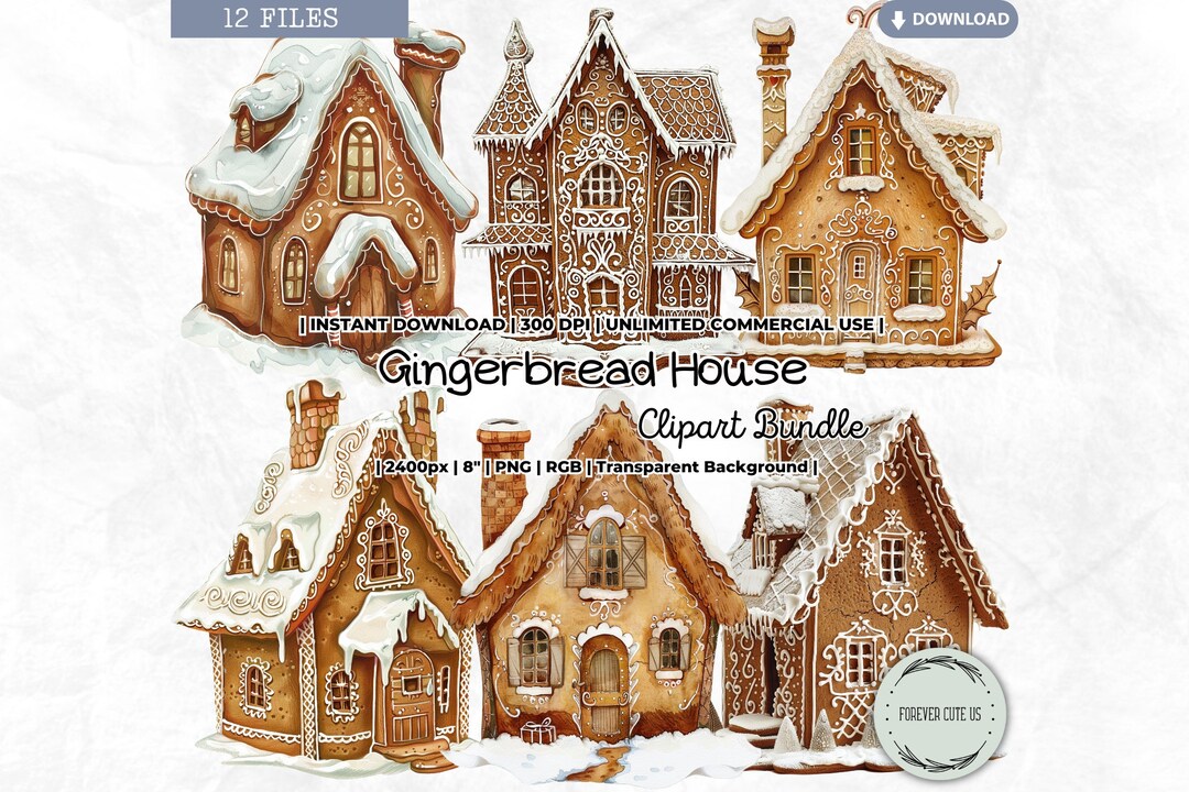 Gingerbread House Clipart Set, Candy Cane, Christmas, Peppermint, Candy ...