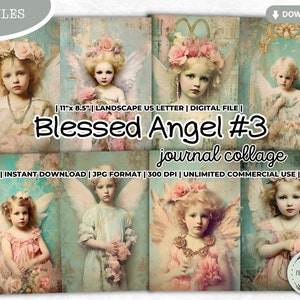 Blessed Angel Junk Journal Collage Sheet, Heaven, Catholic, Vintage, Prayer, Gratitude ...