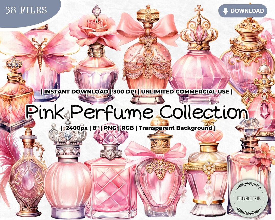Pink Perfume Collection Clipart Bundle, Beauty, Bottles, Fashion ...